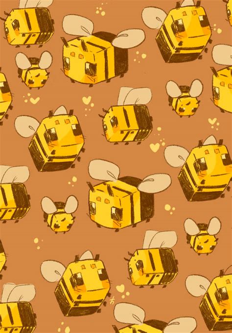Minecraft Adorable Bee Pattern Wallpaper Wallpapersok