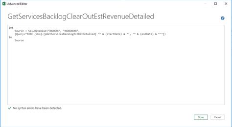 Calling A Sql Server Store Procedure From Excel Powerquery With
