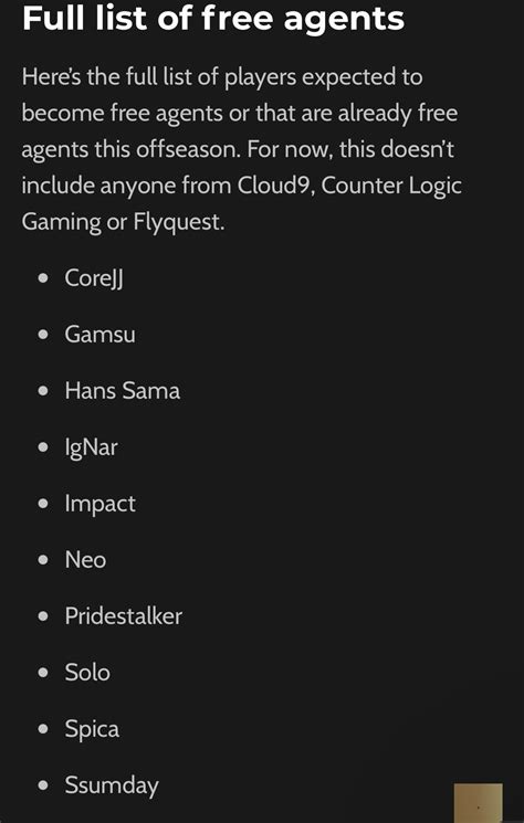 Lec Wooloo Full List Of Lcs Free Agents This Off Season Rteamsolomid
