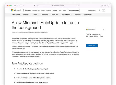 Microsoft、macos 13 Venturaではofficeやedgeなどの自動アップデートを行う「autoupdate」にユーザー許可が必要になるとシステム管理者向けに通知。