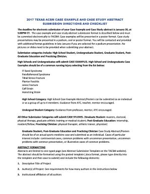 Fillable Online TEXAS ACSM CASE EXAMPLE AND CASE STUDY ABSTRACT Fax Email Print PdfFiller