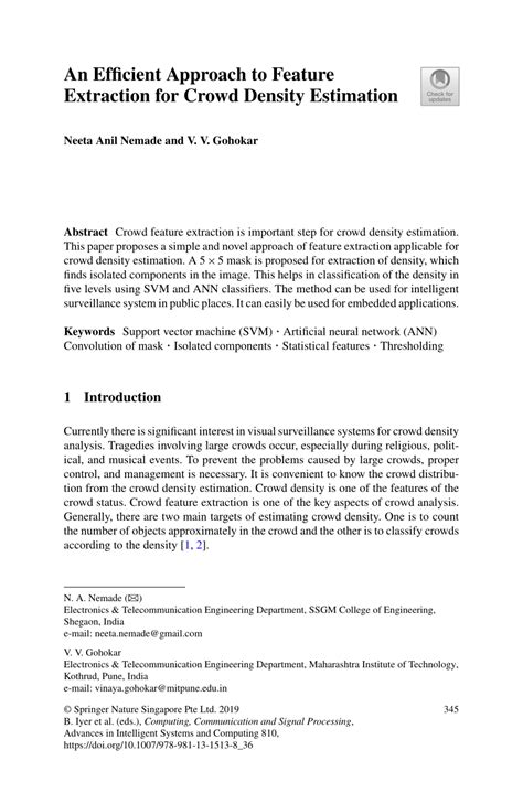 Pdf An Efficient Approach To Feature Extraction For Crowd Density Estimation Proceedings Of