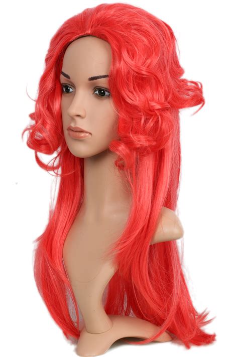 Marvel Comics Inhumans Medusa Wig Red Slightly Curled Long Hair Medusa Cosplay Wigs And Facial Hair