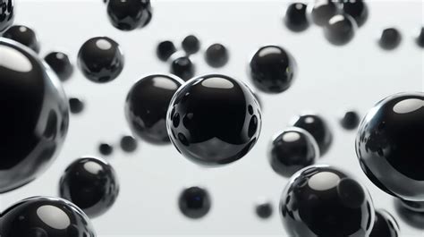 Abstract 3d Rendering Of Black Spheres Floating On A White Background Premium Ai Generated Image