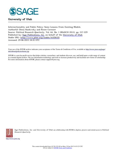 Pdf Intersectionality And Public Policy Some Lessons From Existing