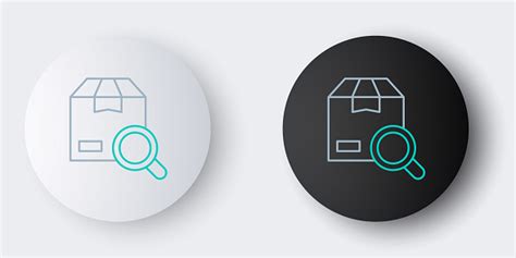 회색 배경에서 격리된 줄 검색 패키지 아이콘입니다 소포 추적 기호입니다 돋보기 와 골판지 상자 물류 및 납품 다채로운 개요 개념 벡터 검색에 대한 스톡 벡터 아트 및 기타