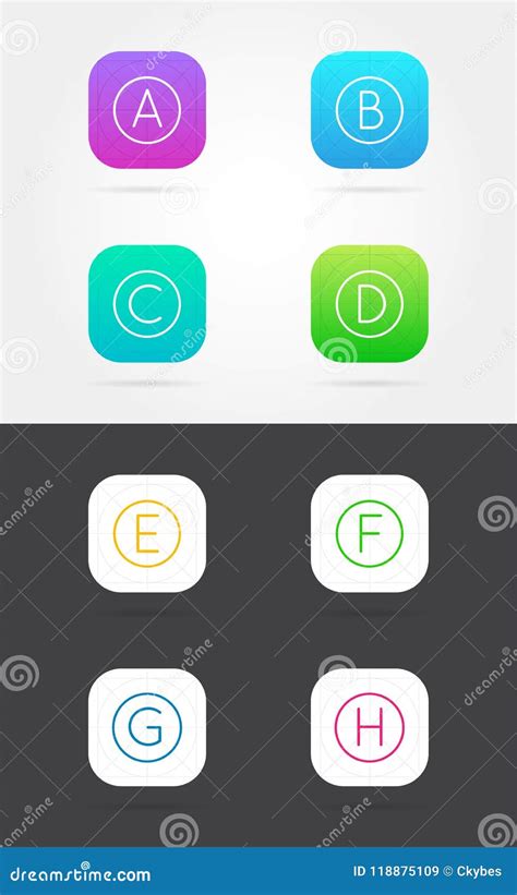 Big Set Of App Icon Template With Guidelines Vector Fresh Colour Stock Vector Illustration Of