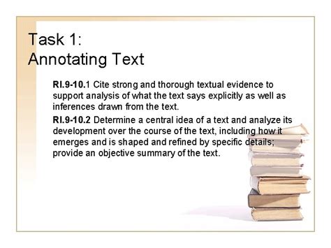 Annotating Texts Mr Laurich Task 1 Annotating Text