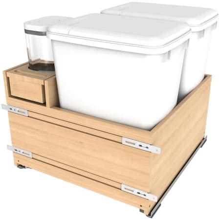 Rev A Shelf 4WCOX 24DMSC 1 Wood Classics 21 W Bottom Mount Pull Out Double 35 Qt 8 75 Gallon