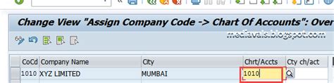 Assign Company Code To Chart Of Accounts Sap Fico