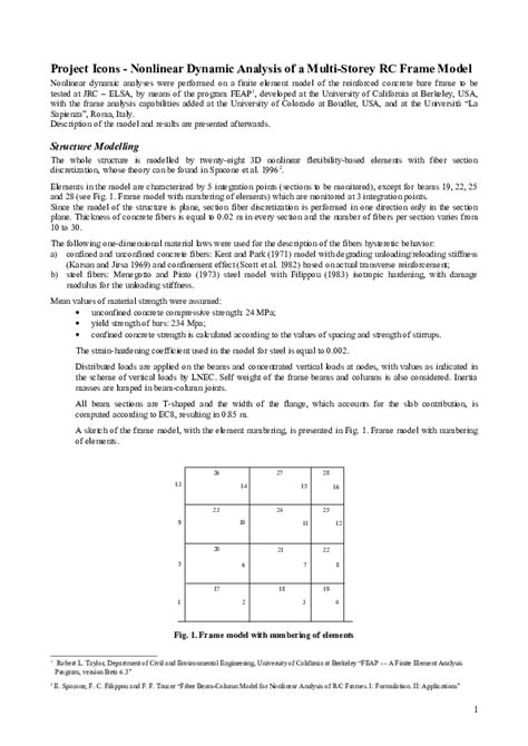 Doc Project Icons Nonlinear Dynamic Analysis Of A Multi Storey Rc Frame Model