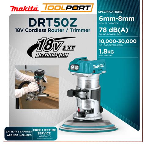 Makita Drt50z Brushless Cordless Router Trimmer 18v Lxt® Li Ion Bare Tool Only [ Toolport