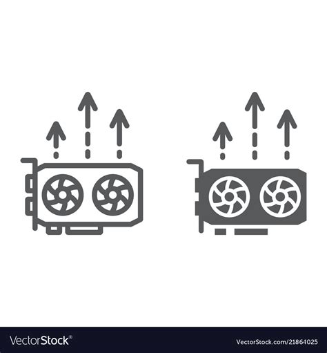 Gpu Mining Line And Glyph Icon Money Finance Vector Image