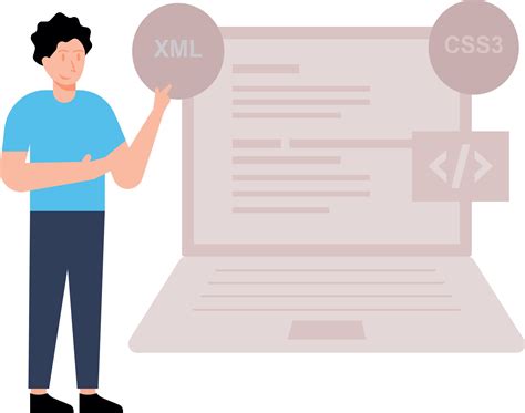 Garçon Regardant La Programmation De Codage De Xml Et Css 13176445 Art Vectoriel Chez Vecteezy