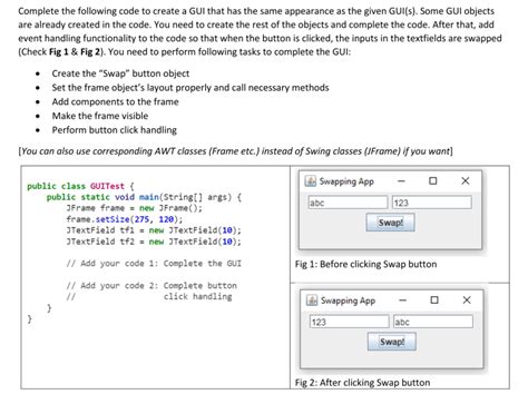 Solved Complete The Following Code To Create A GUI That Has Chegg Com