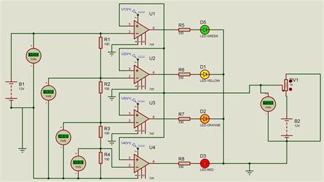 Voltage Level Indicator Circuit Using Op Amp Simulation In Proteus Ettron Books