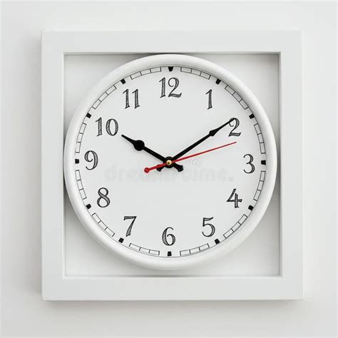 Analog Clock With A White Face And Black Numbers Enclosed In A Square