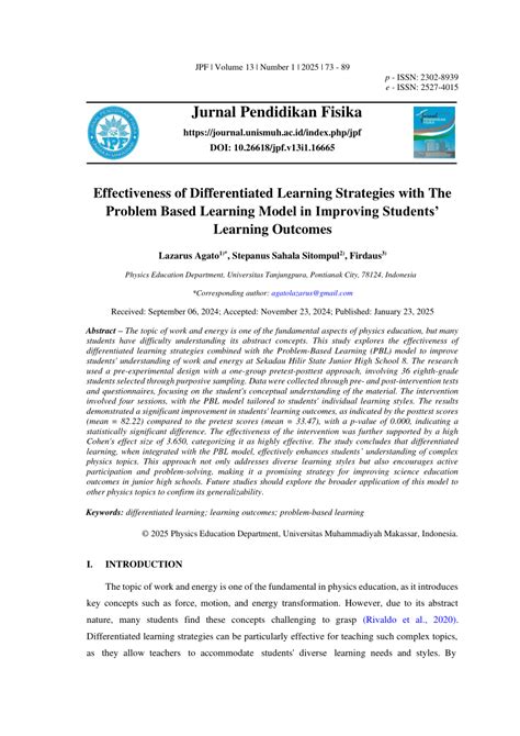 Pdf Effectiveness Of Differentiated Learning Strategies With The