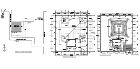 Autocad 2d Drawing File Shows The Details Of Foundation Layout Plan And Site Development Plan Of