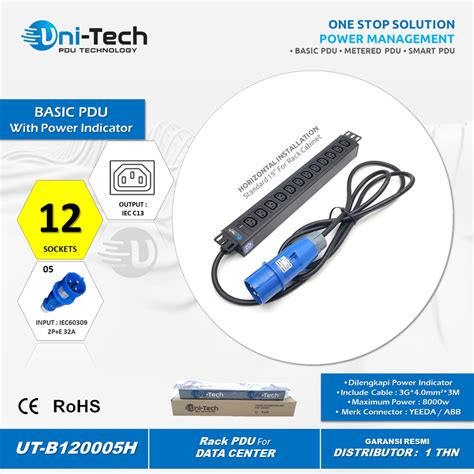 Jual Pdu 12 Outlet Holes Ports Socket C13 With Power Indicator And Optional Connector Input