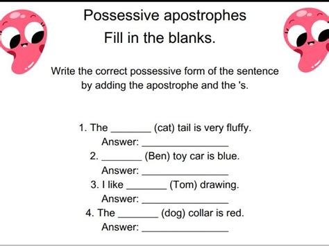 Possessive Apostrophe Worksheet