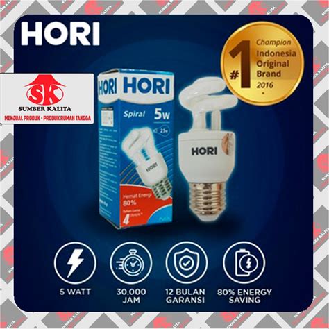 Jual Lampu Spiral Hemat Energi Hori Watt Cool Daylight Shopee Indonesia