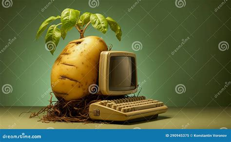 Funny Slow Old Obsolete Desktop Pc In A Case That Look Like Potato Computer That Needs An
