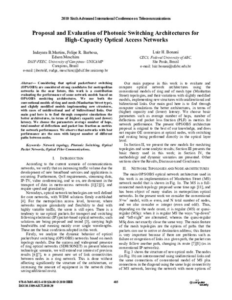 Pdf Proposal And Evaluation Of Photonic Switching Architectures For High Capacity Optical
