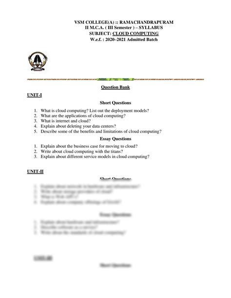 SOLUTION Cloud Computing Question Bank Studypool