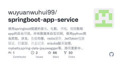 GitHub wuyuanwuhui springboot app service 使用springboot搭建的音乐电影书栈视频教程app的后台项目所有数据来自互联网使用