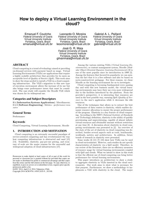 Pdf How To Deploy A Virtual Learning Environment In The Cloud