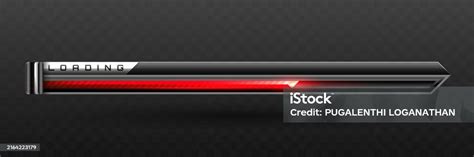 Metallic Black And Red Loading Progress Bar For Ui Designs Stock