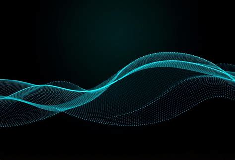Abstract Dark Blue Background With Low Poly Waves And Dots Big Data Digital Technology Concept