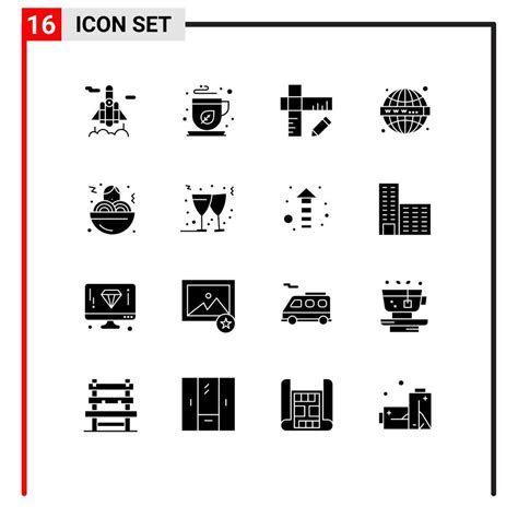 Set Of 16 Modern Ui Icons Symbols Signs For Beer Fast Food Geometry