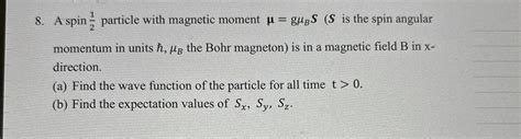 Solved A Spin 12 ﻿particle With Magnetic Moment μgμbs S