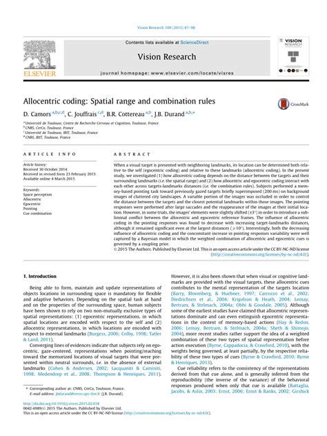 Pdf Allocentric Coding Spatial Range And Combination Rules
