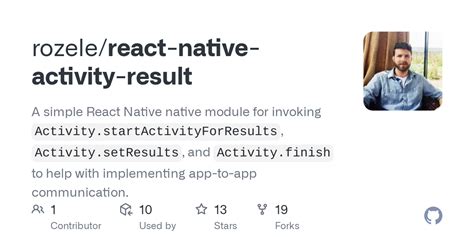 Github Rozele React Native Activity Result A Simple React Native Native Module For Invoking