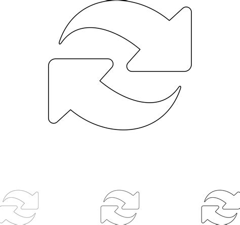 Refresh Reload Rotate Repeat Bold And Thin Black Line Icon Set 15857638