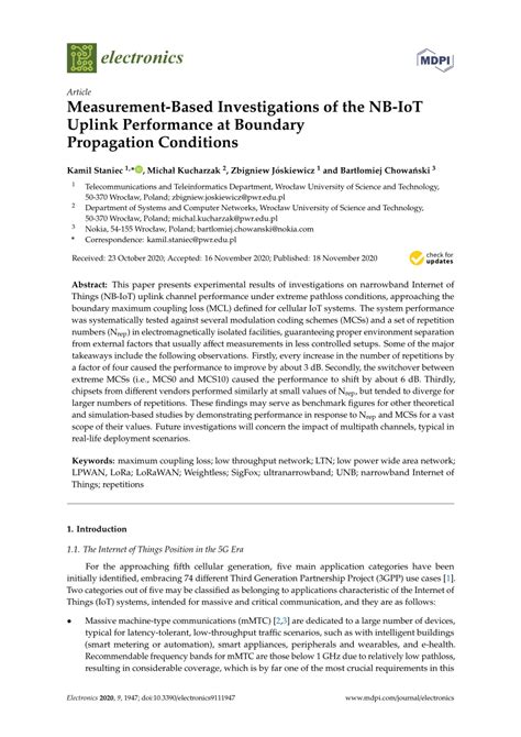 pdf measurement based investigations of the nb iot uplink performance