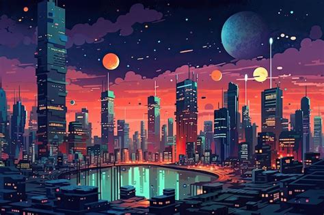 Premium Ai Image Abstract City Skyline