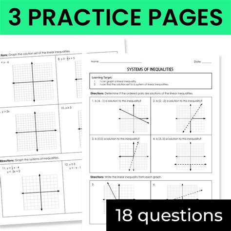 Solving Systems Of Inequalities Notes And Worksheet Graphing Linear Inequalities Boldly