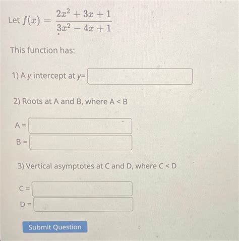 Solved F X 3x2−4x 12x2 3x 1 This Function Has 1 Ay