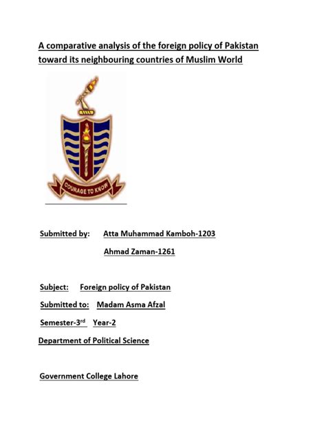 A Comparative Analysis Of The Foreign Policy Of Pakistan Toward Its Neighbouring Countries Of
