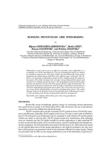 Pdf Modeling Photovoltaic Grid Inter Shading