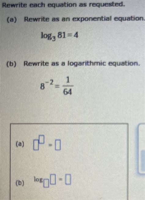 Solved Rewrite Each Equation As Requested A Rewrite As An