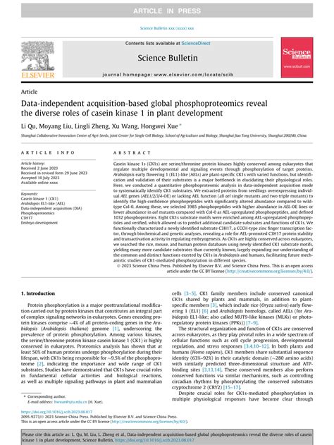 Pdf Data Independent Acquisition Based Global Phosphoproteomics Reveal The Diverse Roles Of