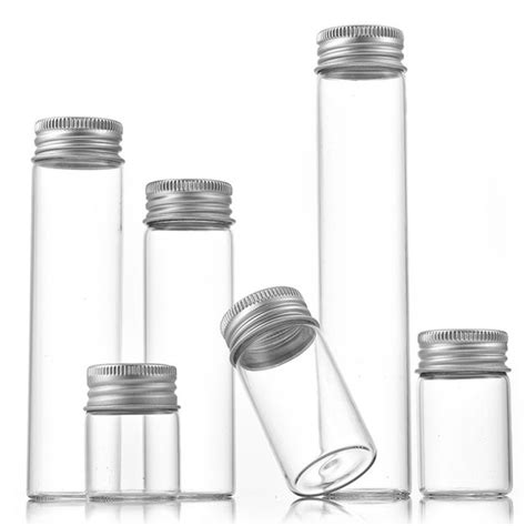Small Glass Containers Clear Liquid Bottles Empty Storage Vials Mini Glass Bottles Aluminium Cap
