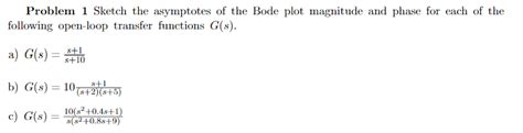 solved problem 1 sketch the asymptotes of the bode plot