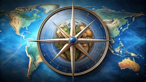 Compass Rose And Earth Past Present Future Ai Generative Stock Illustration Illustration Of