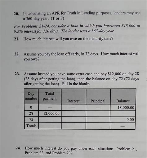 Solved 20 In Calculating An APR For Truth In Lending Chegg Com
